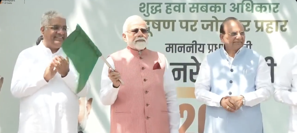 PM Modi Plants Tree, Flags Off 200 Electric Buses on World Environment ...